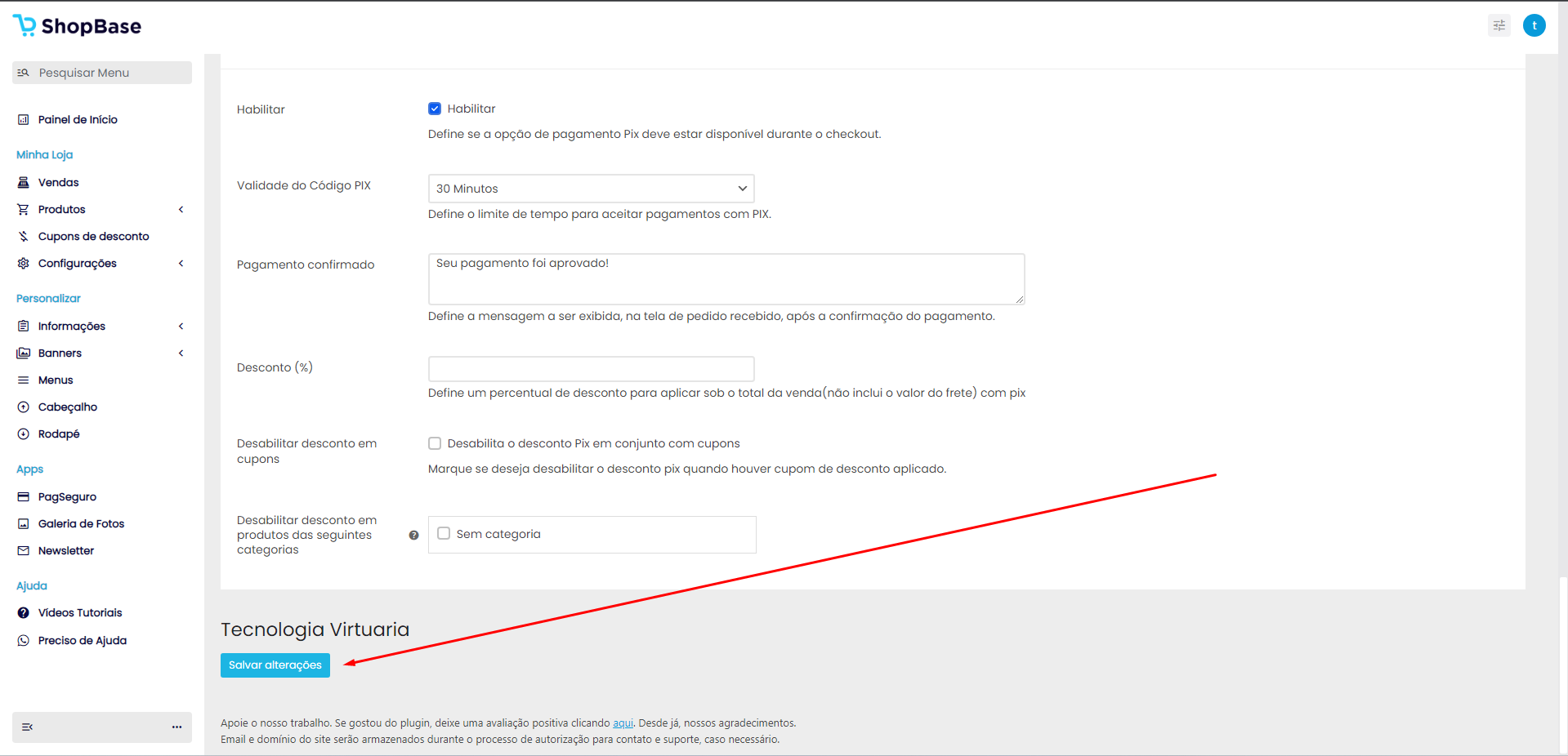 Como ativar o PagSeguro - ShopBase